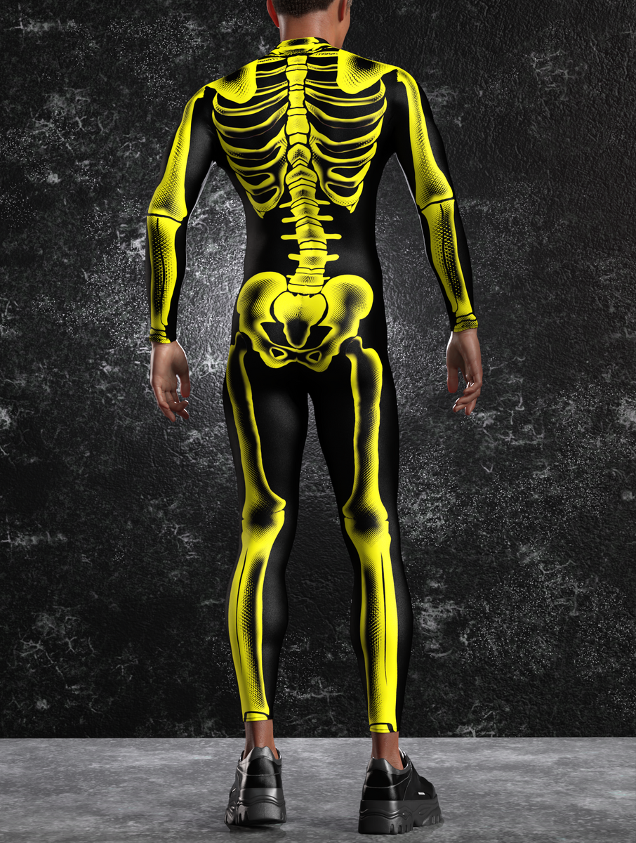 Halftone Skeleton Yellow Male Costume – CandyCatz