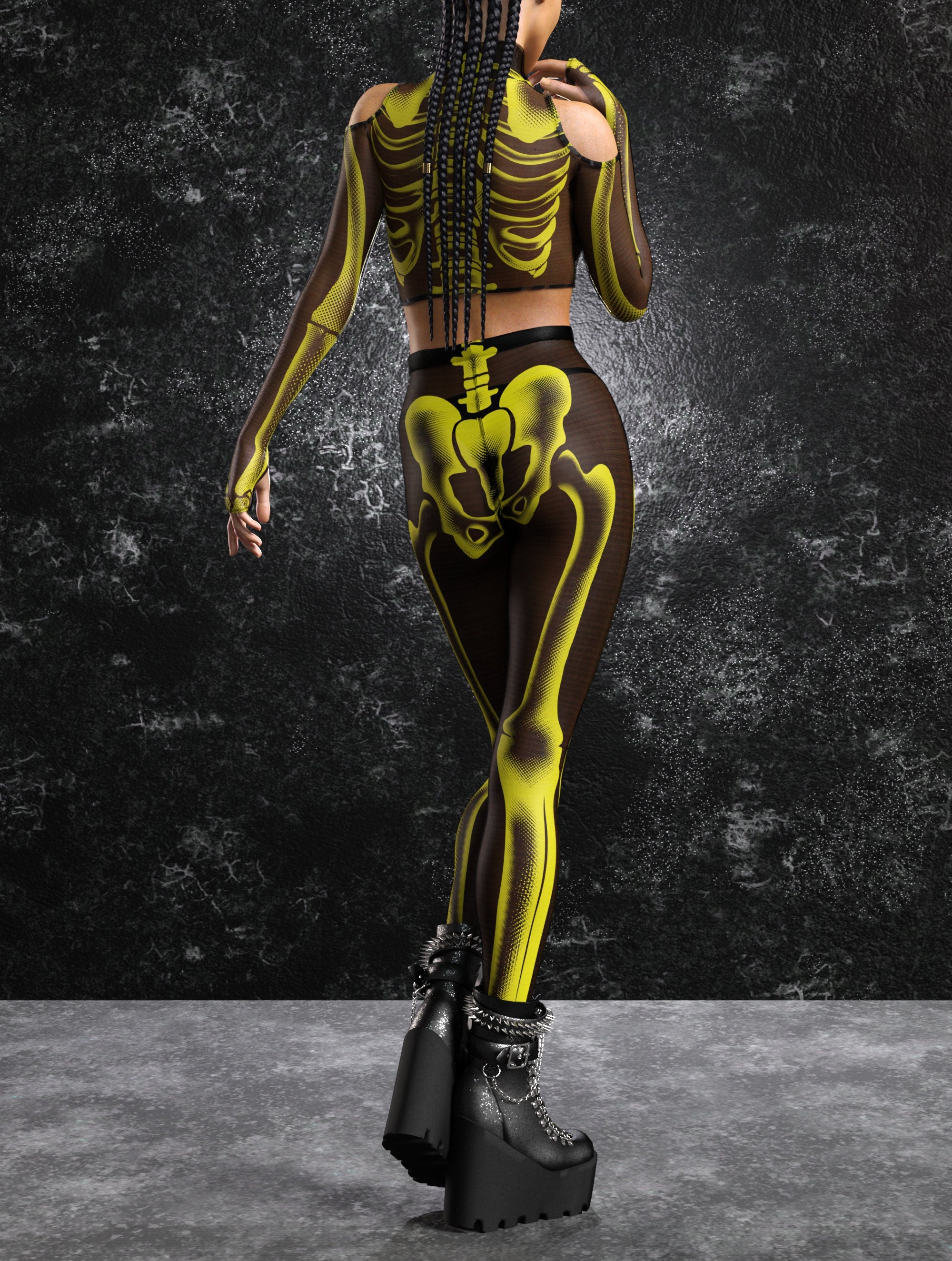 Halftone Skeleton Yellow Mesh Set – CandyCatz