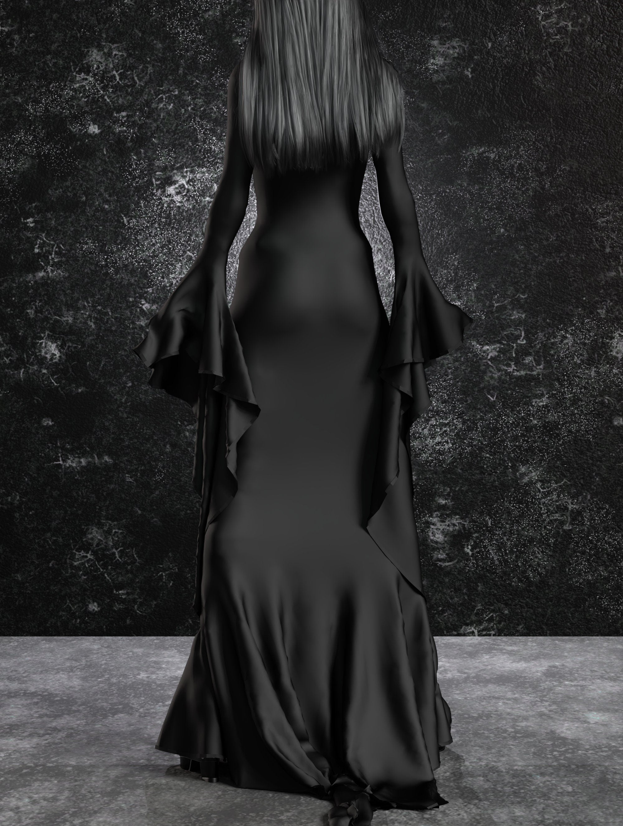 Mrs. Addams Puddle Train Gown Dress – CandyCatz