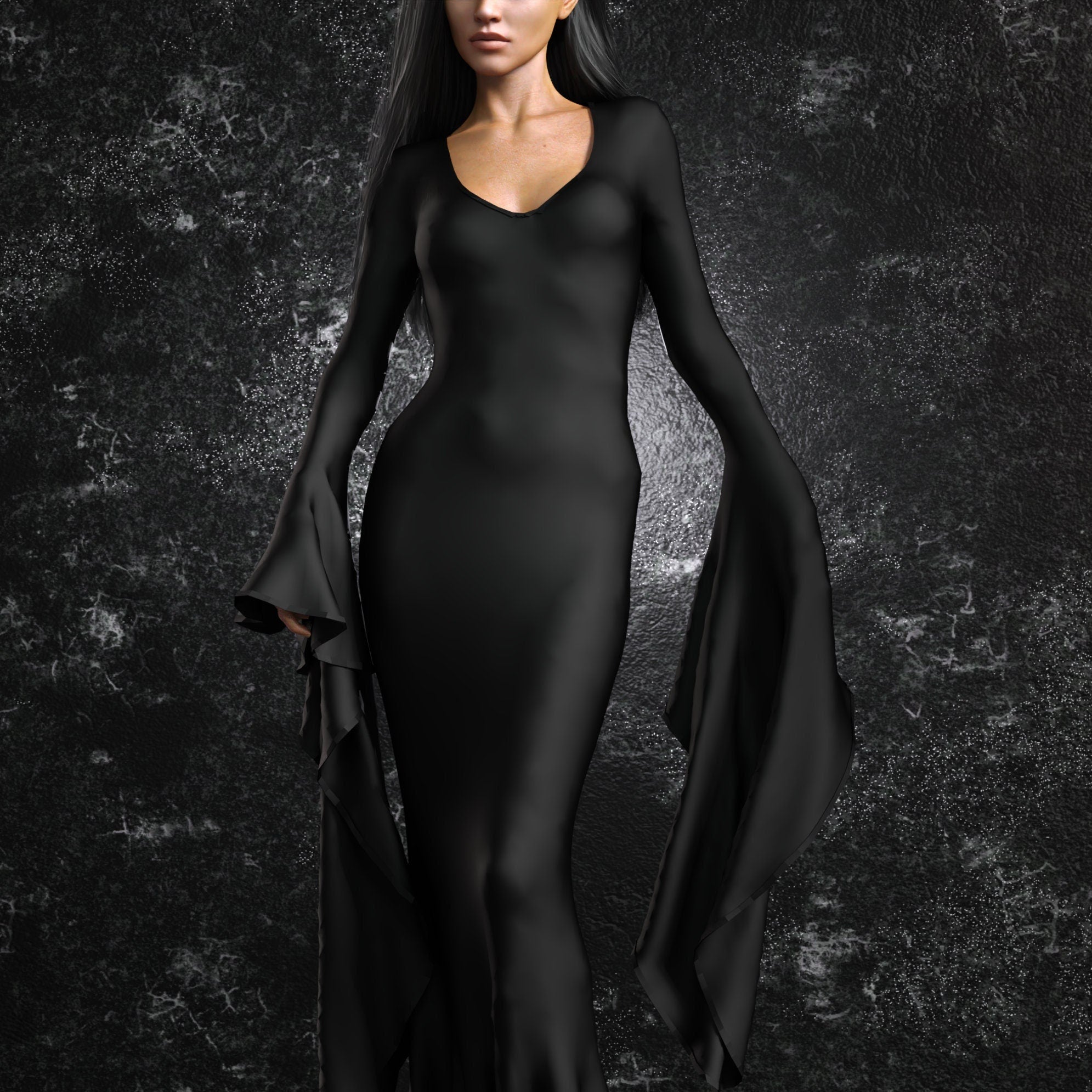 Mrs. Addams Puddle Train Gown Dress – Candy Catz